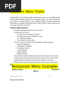 Spaans Menu Project Projects | Project Database CMS