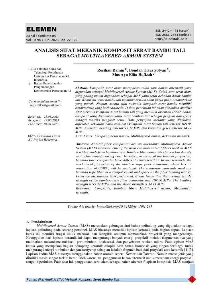 Analisis Sifat Mekanik Komposit Serat Bambu Tali S | PDF