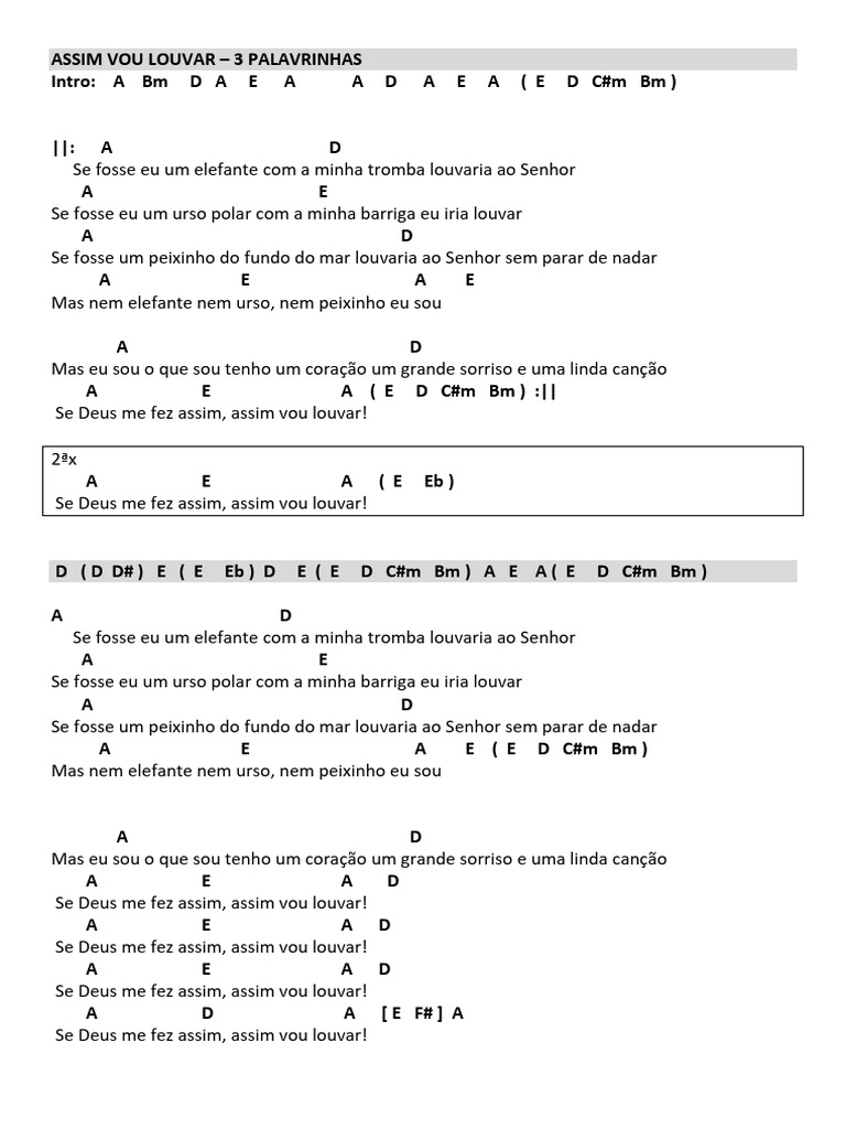 ASSIM VOU LOUVAR 3 Palavrinhas | PDF