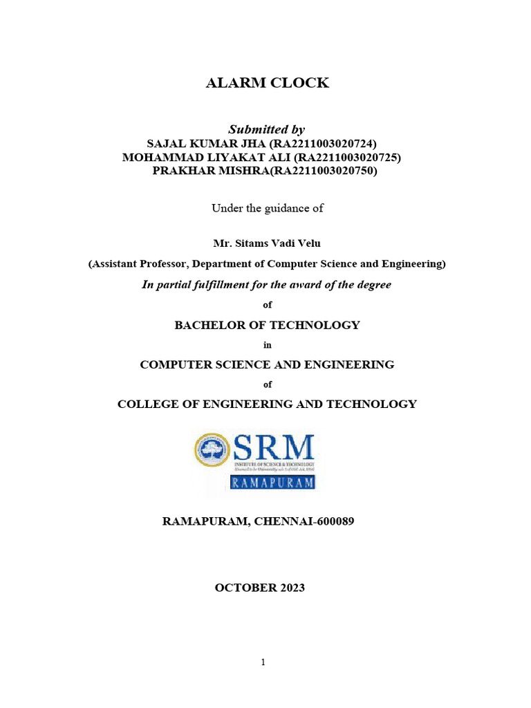 OS Alarm Clock Report | PDF | Clock | Computer Science