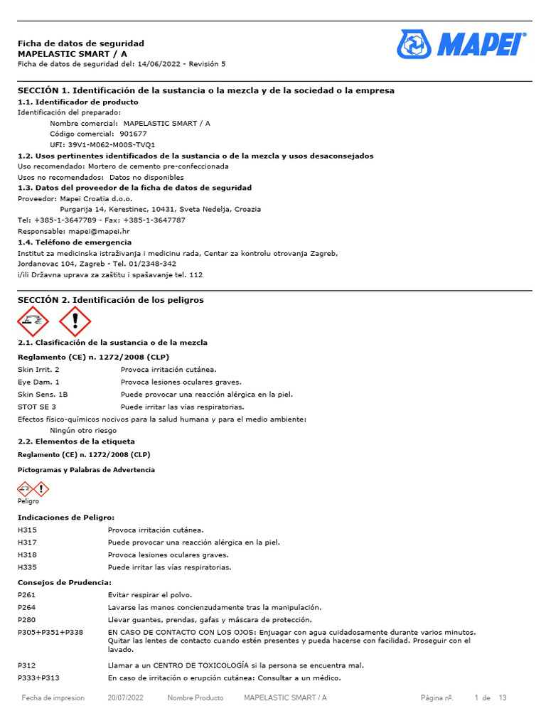 Mapelastic Smart Parte A | PDF | Residuos | Gestión de residuos