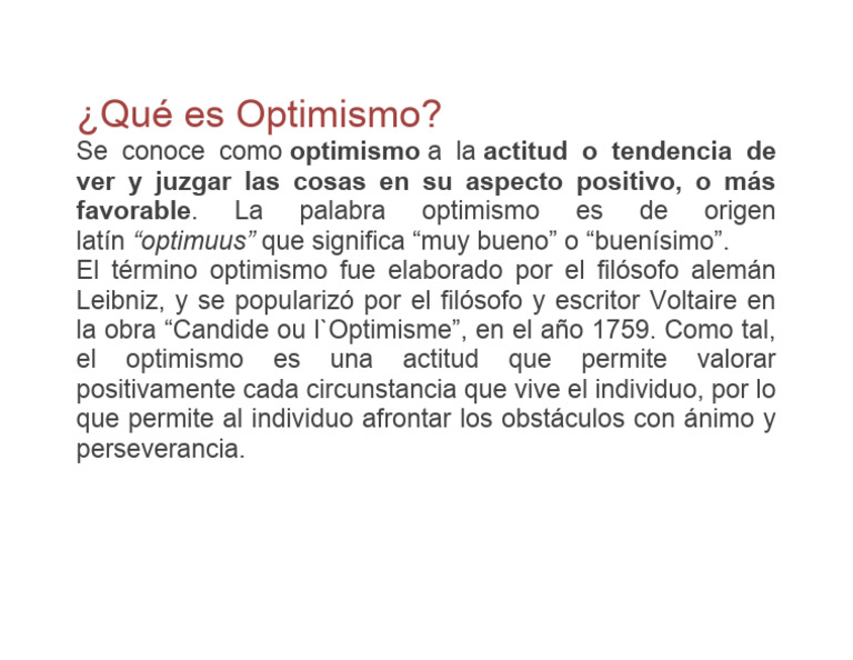 Qué Es Optimismo | PDF