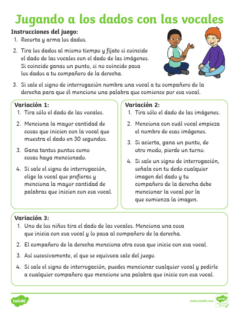 Juego A Los Dados Con Las Vocales | PDF | Deportes y actividades al ...