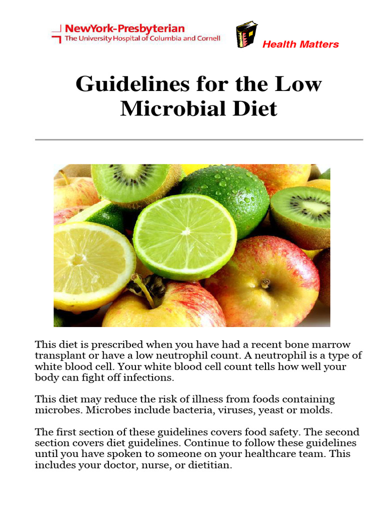 Low Microbial Diet Booklet | PDF | Drink | Fruit