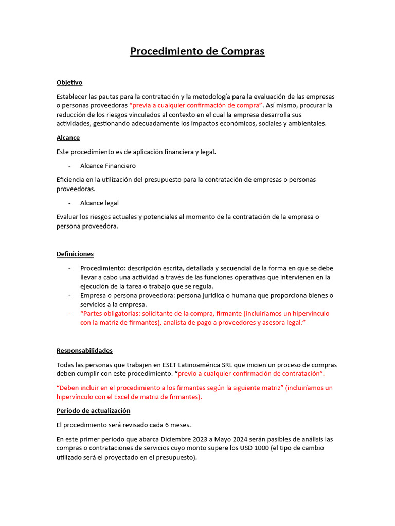 Procedimiento de Compras | PDF | Business | Presupuesto