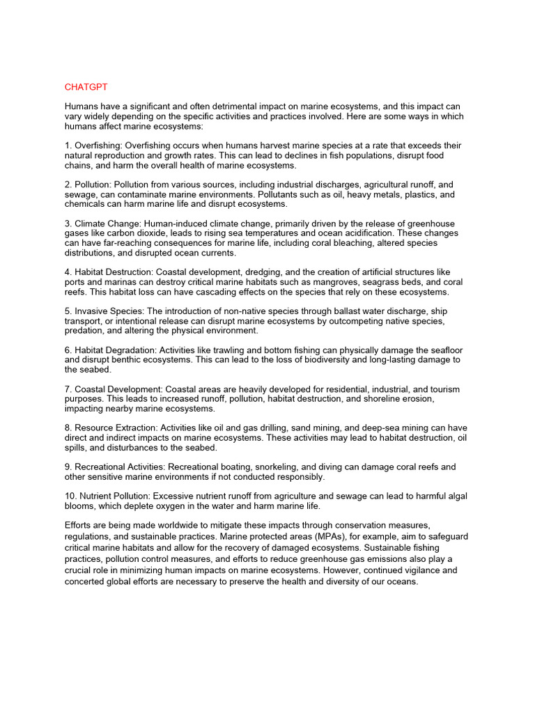 Chatgpt Pdf Habitat Destruction Coral Reef