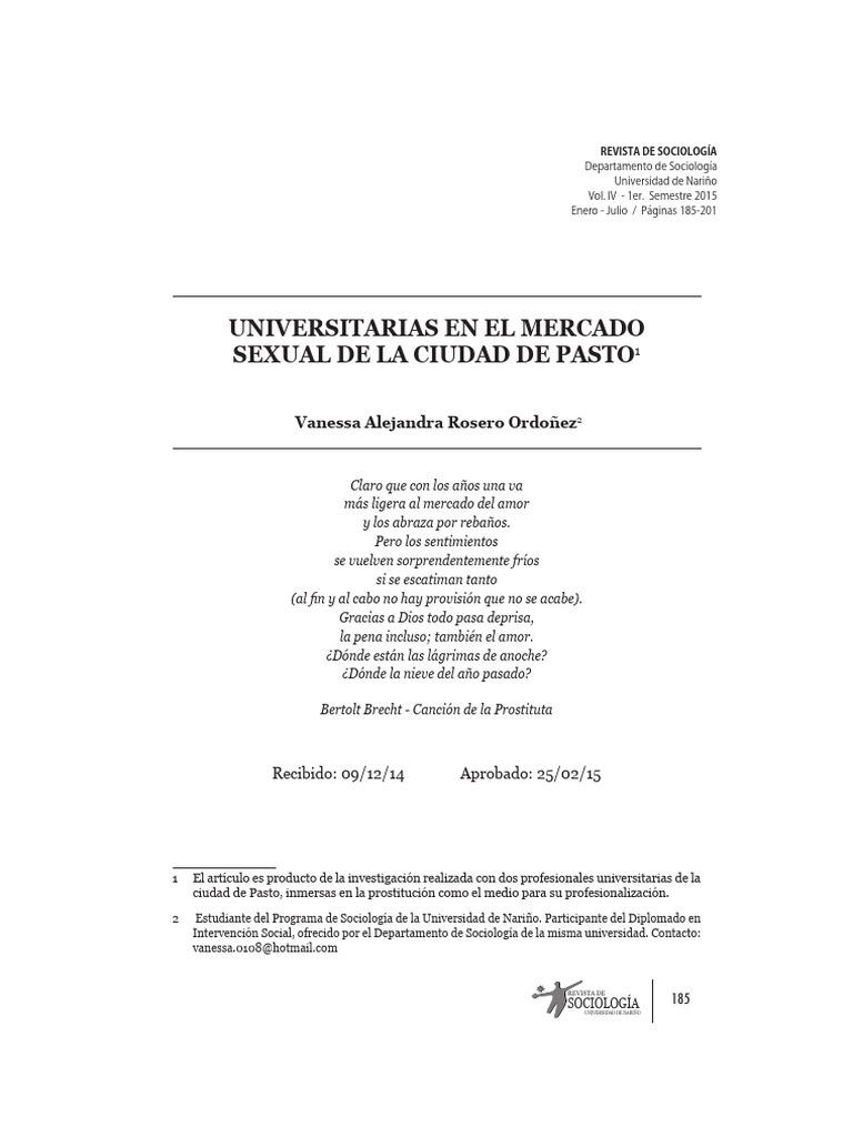 Prostitución y Educación en Pasto | PDF | Prostitución | Sociedad