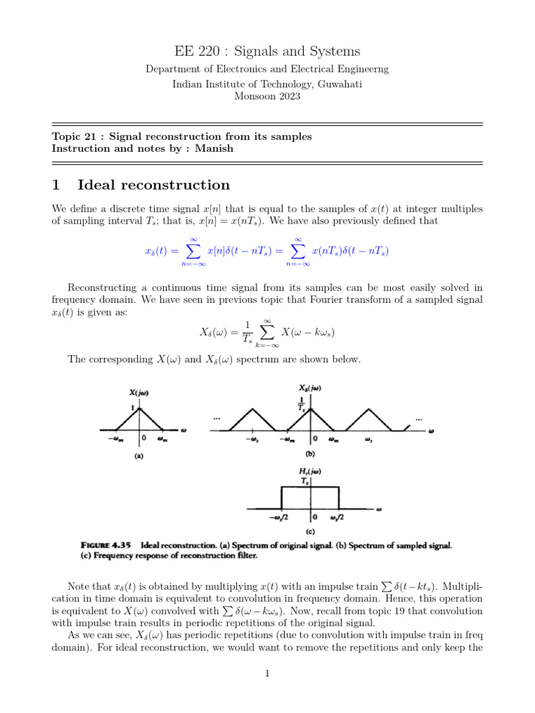 Topic21 Ideal Reconstruction Pdf Electronics Signal Processing