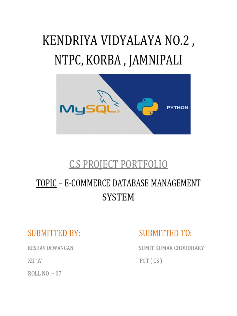 Cs Project E-Commerce3 | PDF | My Sql | Databases