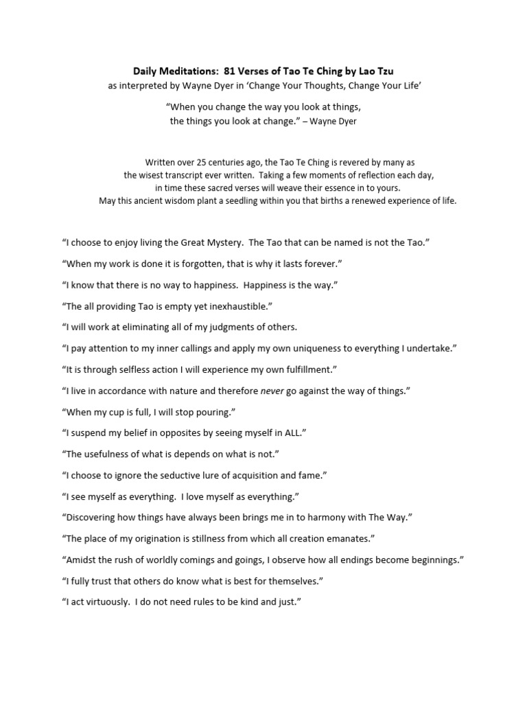 81 Verses of Tao Te Ching | PDF | Tao | Nothing