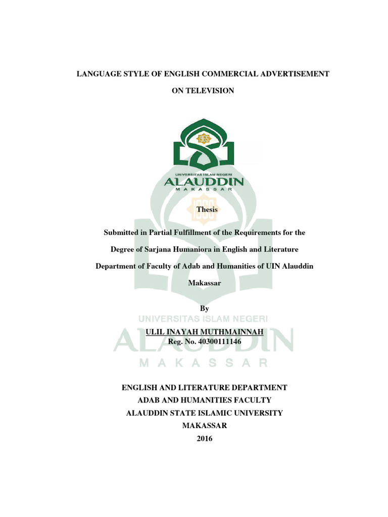 Language Style of English Commercial Advertisements On Television | PDF ...