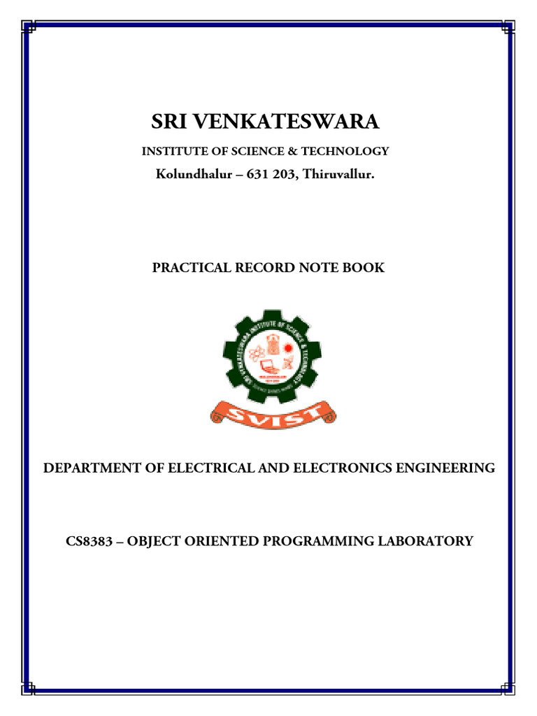 CS8383 - OOP Lab Record - EEE | PDF | Area | Length