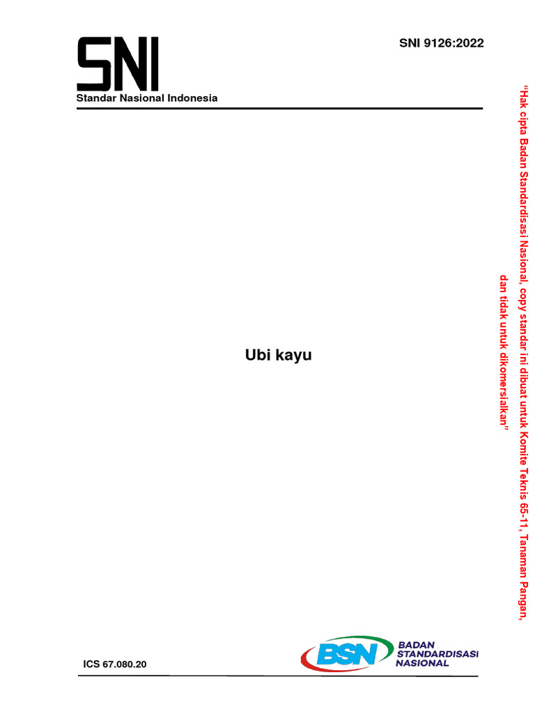 SNI 9126_2022 Ubi Kayu | PDF