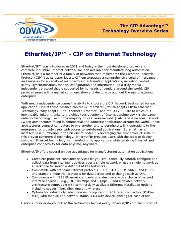 PUB00138R3_CIP_Adv_Tech_Series_EtherNetIP | PDF | Computer Network | Internet Protocol Suite