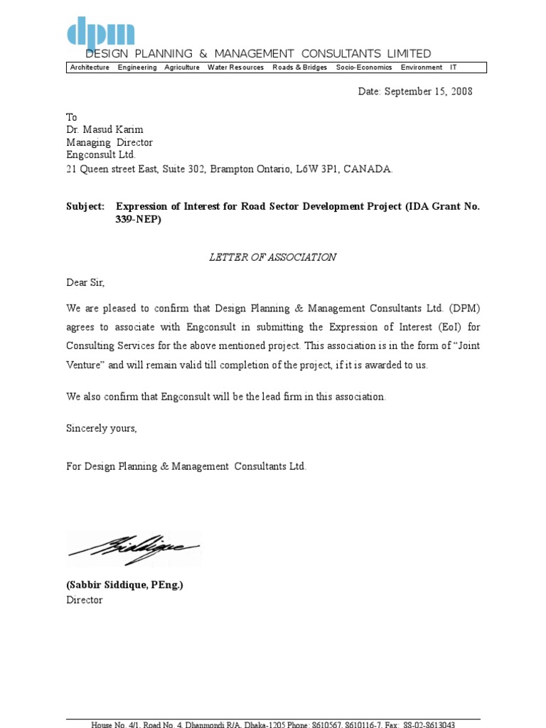 Letter of Association | PDF