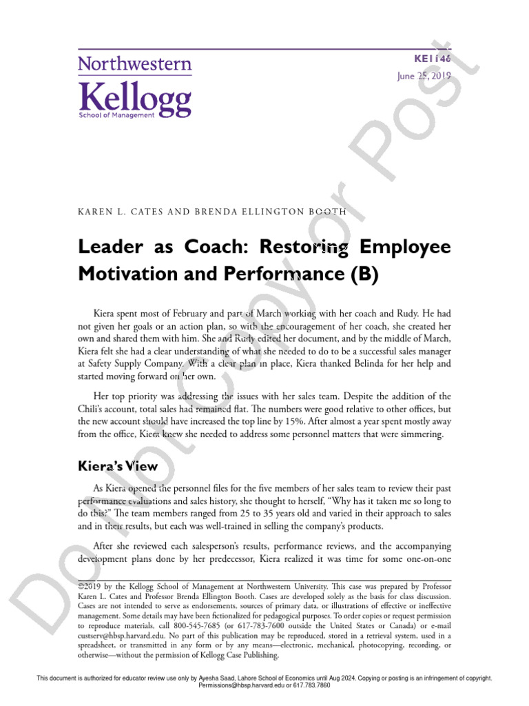 Leader As Coach (B) | PDF | Sales