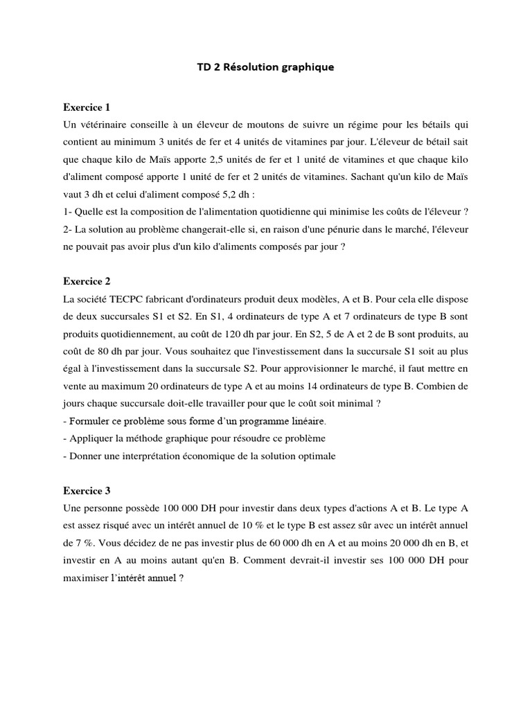 TD 2 RÃ©solution Graphique | PDF | Économie