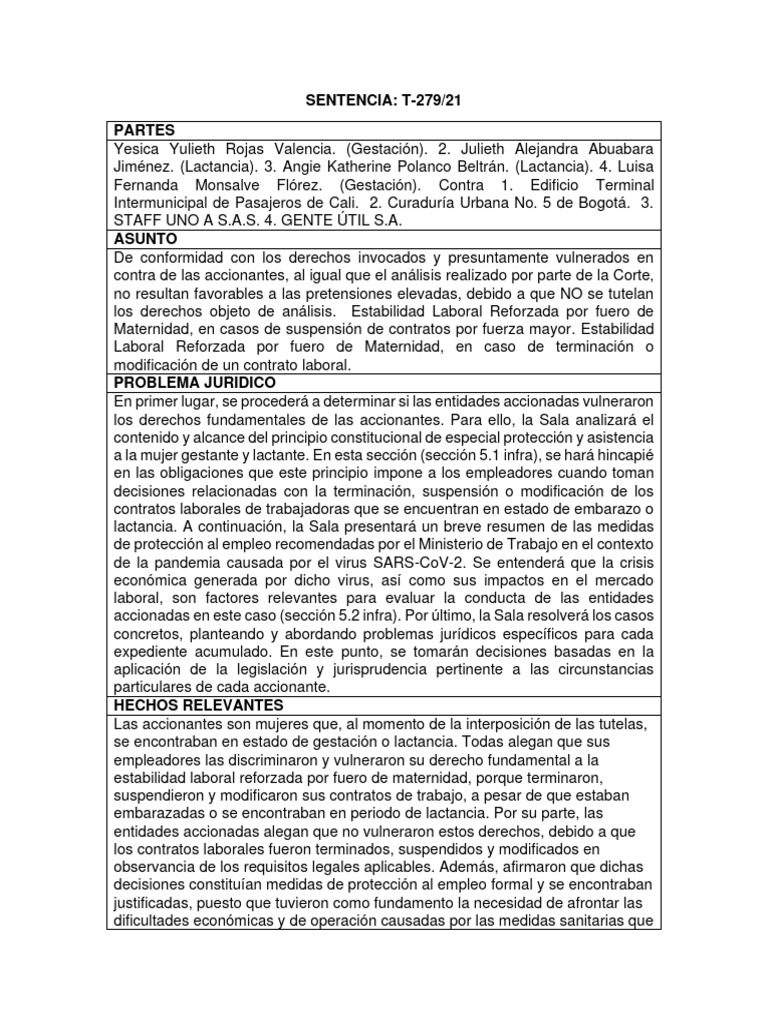 T279-21 Analisis | PDF | Sentencia (ley) | Constitución