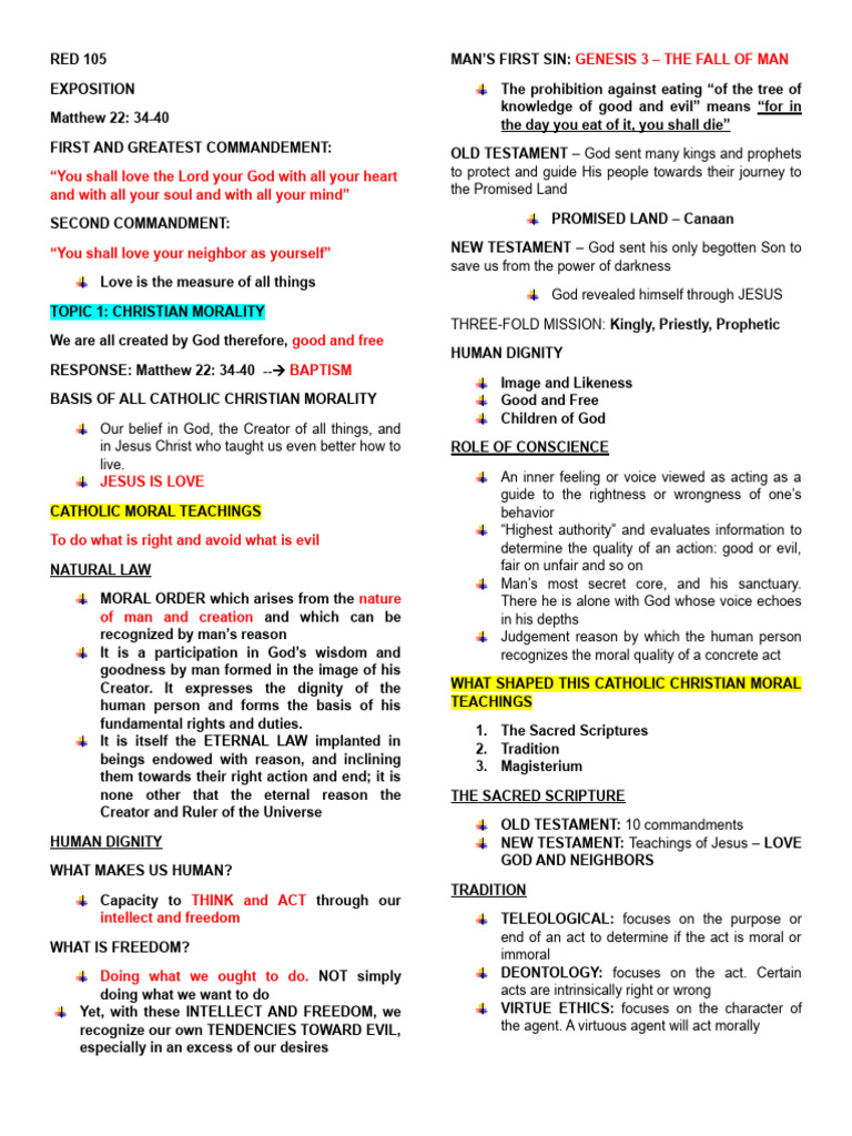 RED 105 Reviewer | PDF | Christian Ethics | Jesus