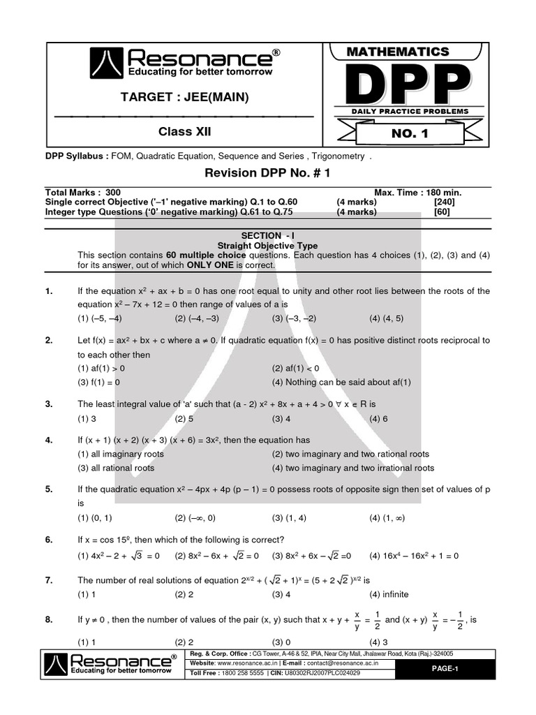 Dpp 1 English Pc Bwyryeu Download Free Pdf Equations Elementary