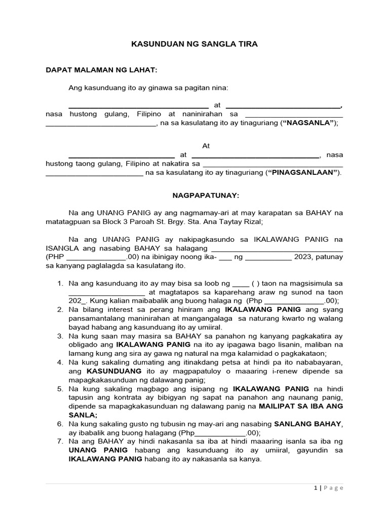 Sangla Tira Bahay | PDF