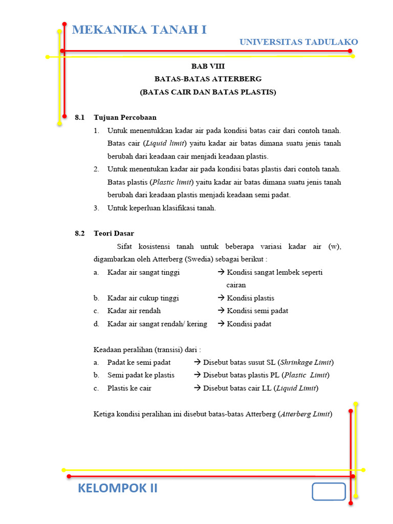 Batas Atterberg dalam Mekanika Tanah | PDF | Griya & Taman | Teknologi ...