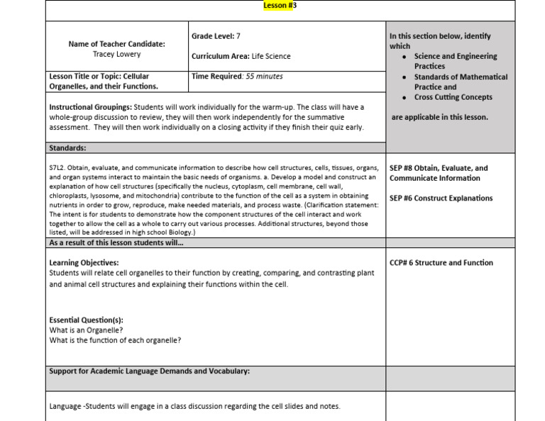 Lesson - Science 1 2 | PDF | Cell (Biology) | Organelle