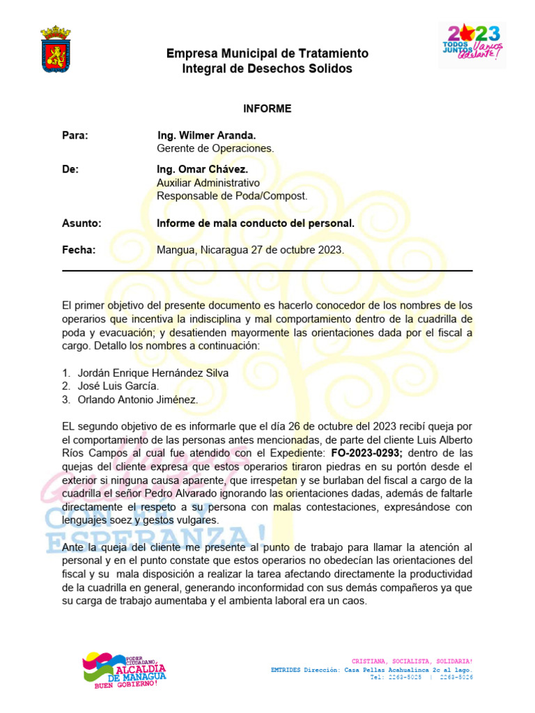 INFORME Mala Conducta | PDF