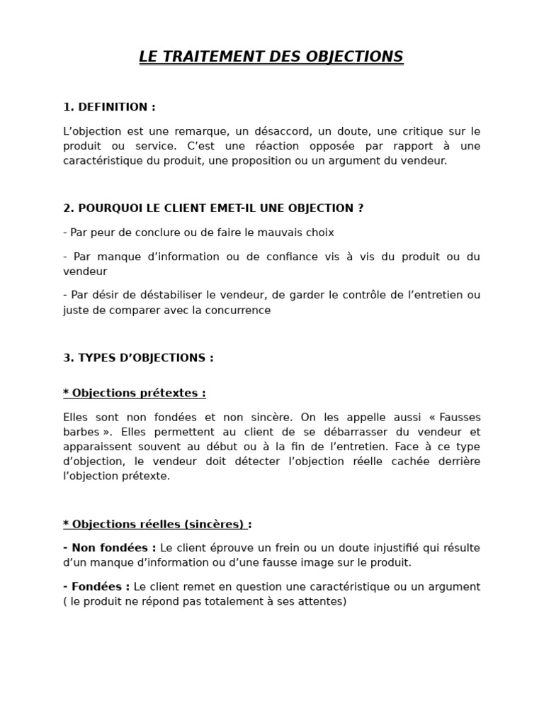 Techniques de traitement des objections | PDF | Sodles