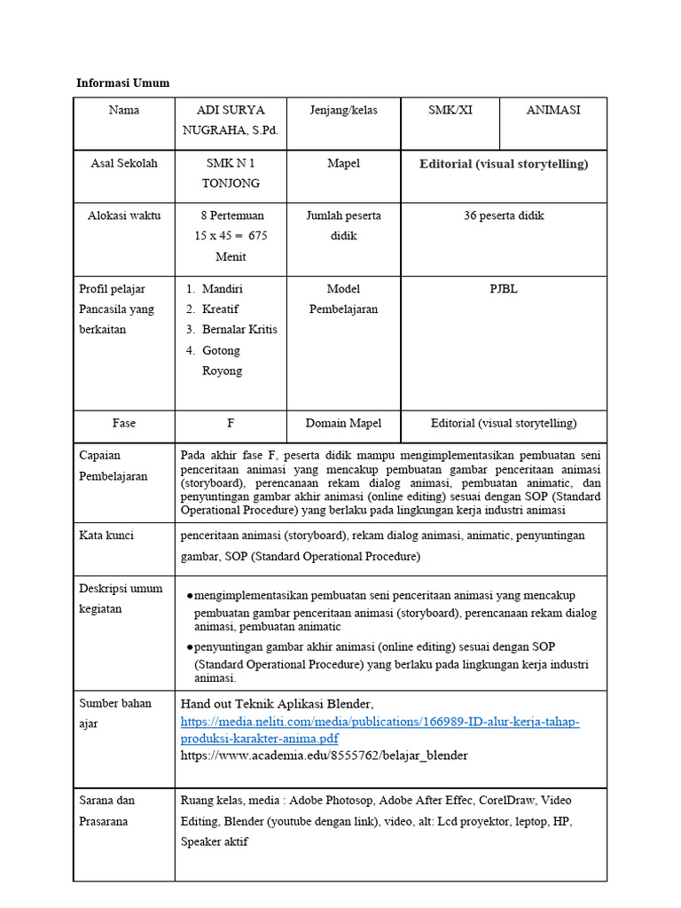 Modul Ajar Gerak Animation | PDF | Seni | Komputer
