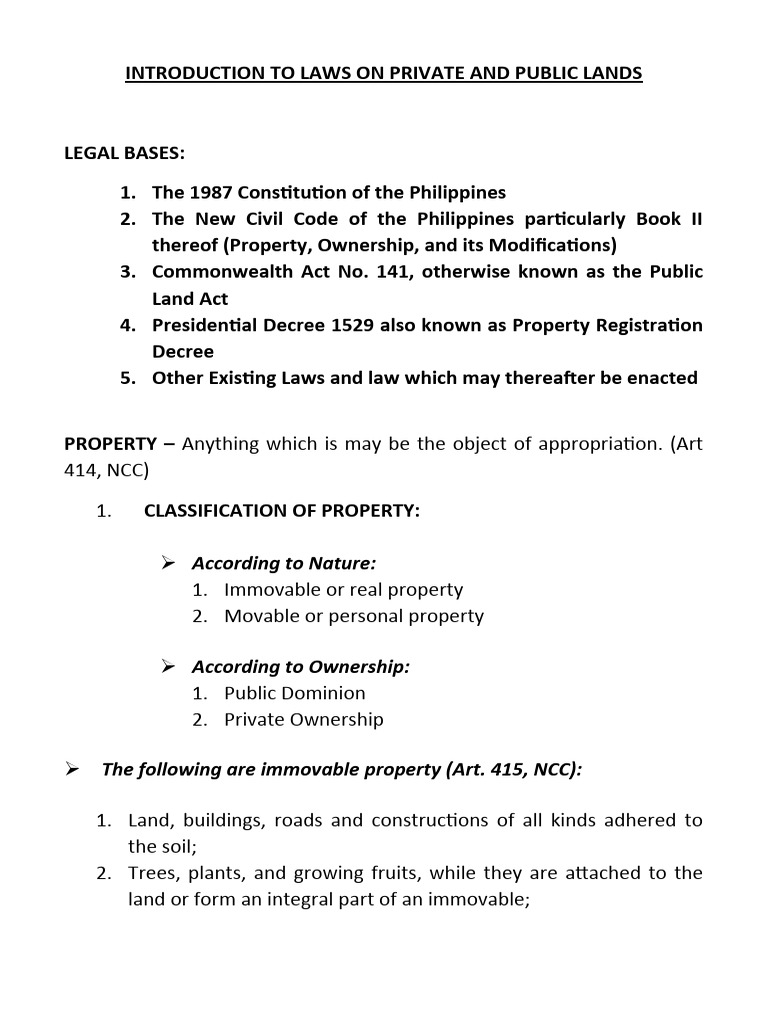Intro To Law of Private and Public Lands | PDF | Easement | Concurrent ...