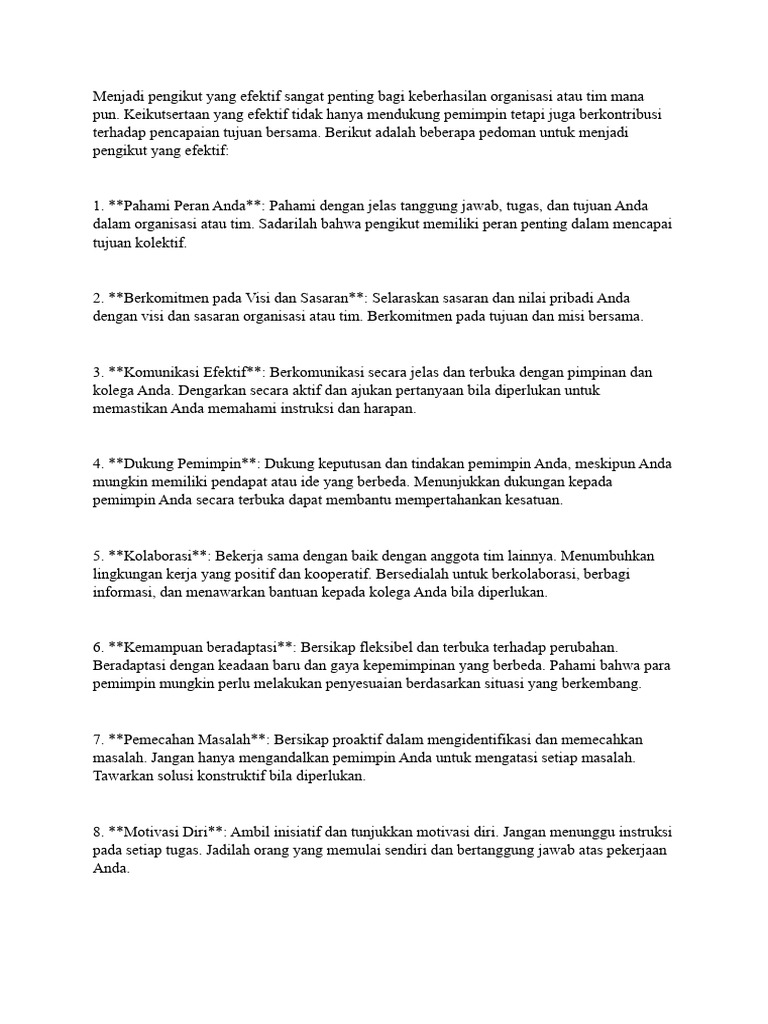 Panduan Menjadi Pengikut Efektif | PDF | Karier & Perkembangan | Pengembangan Diri