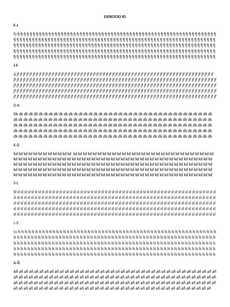 Ejercicios de Mecanografia | PDF Ejercicios de Mecanografia | PDF