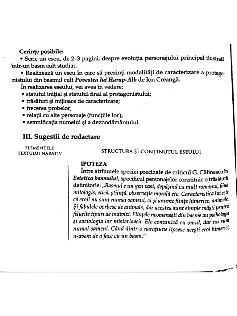 Model Caracterizare Harap Alb | PDF