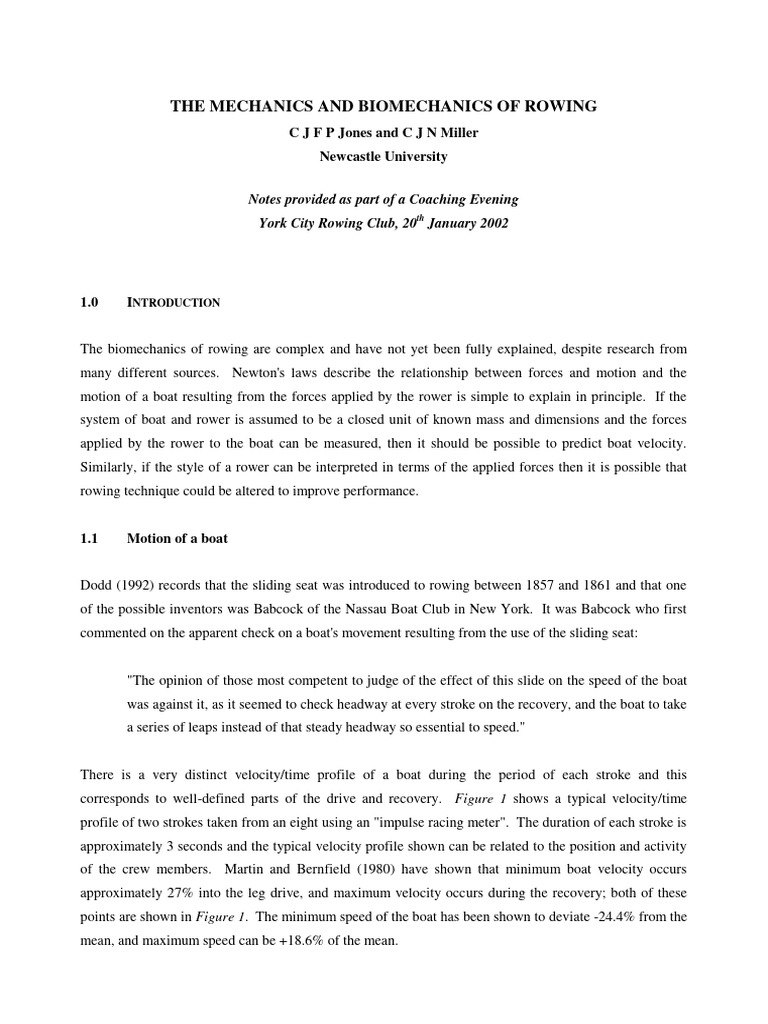 The Mechanics and Biomechanics of Rowing | PDF | Force | Rowing (Sport)