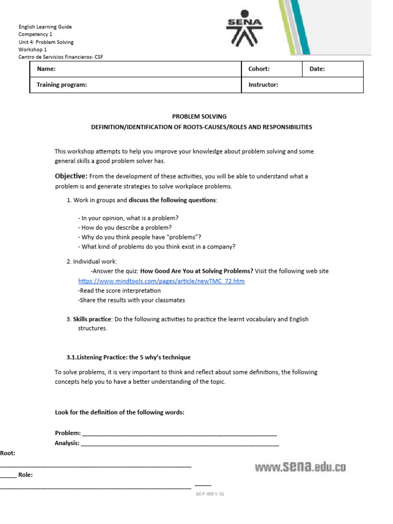 Workshop 1 - Problem Solving | PDF | Thought | Creativity