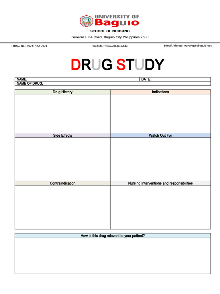 Drug Study | PDF | Pharmacology | Medicine