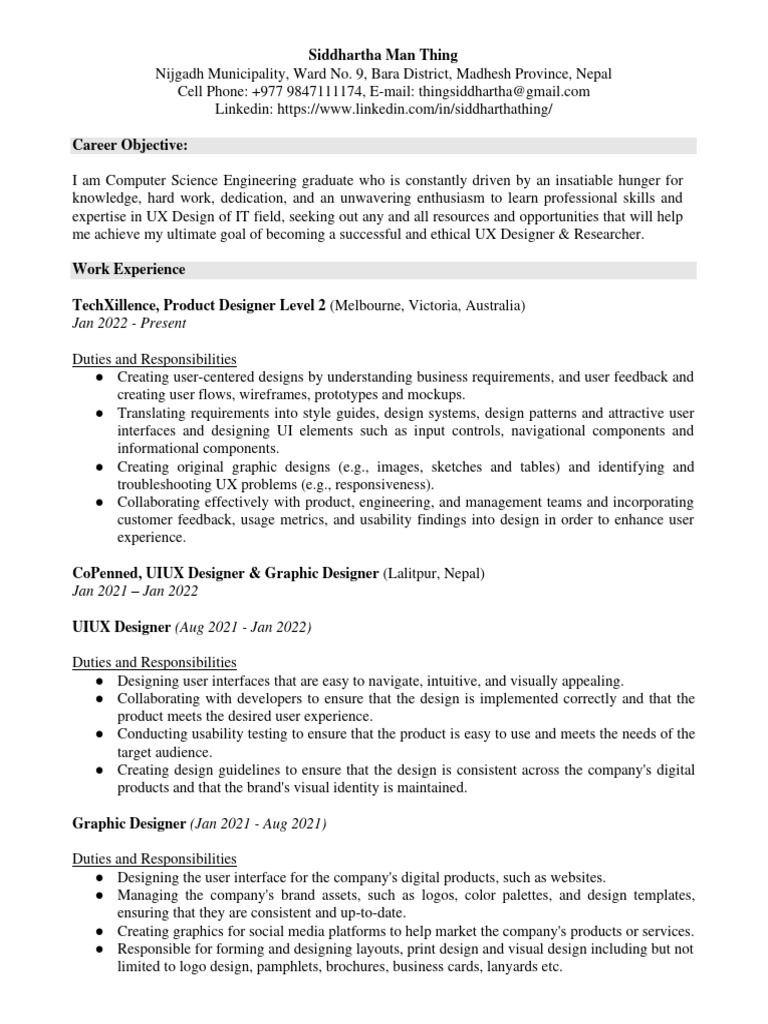 Siddhartha Man Thing CV | PDF | Computing | Computer Engineering