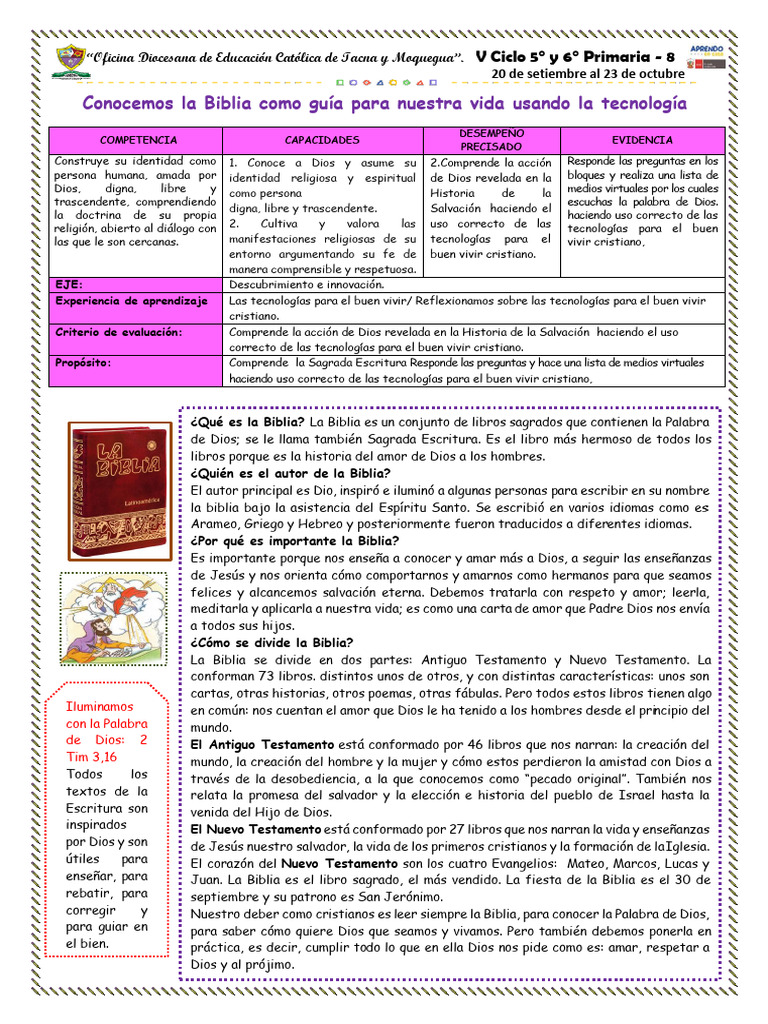 V Ciclo CONOCEMOS LA BIBLIA. | PDF | Biblia | Dios