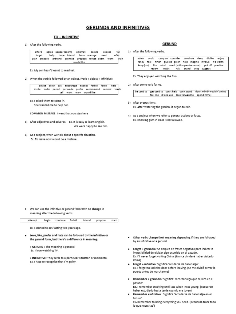 Gerunds and Infinitives | PDF | Verb | Language Mechanics