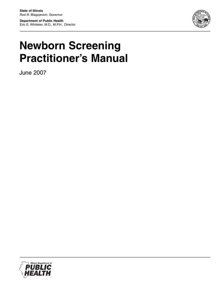 Newborn Screening Manual | PDF | Infants | Neonatal Intensive Care Unit