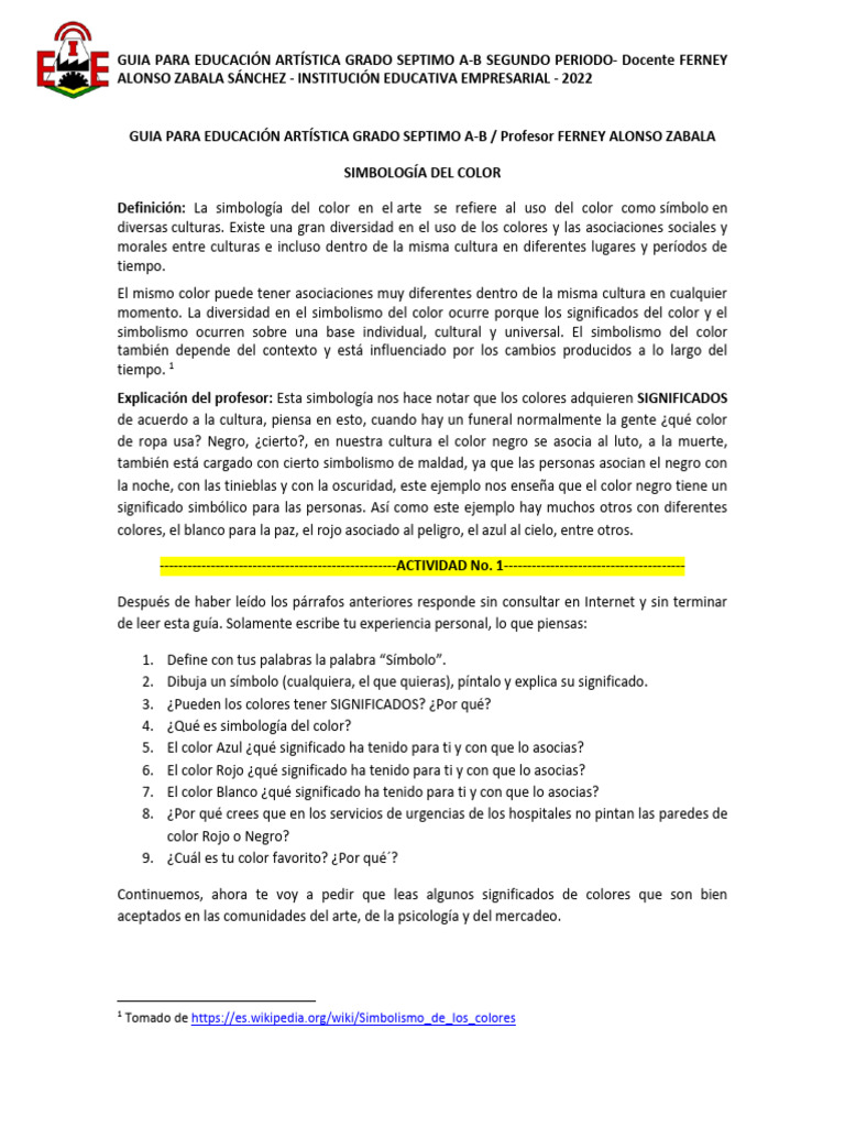 Simbología del Color en el Arte | PDF | Color