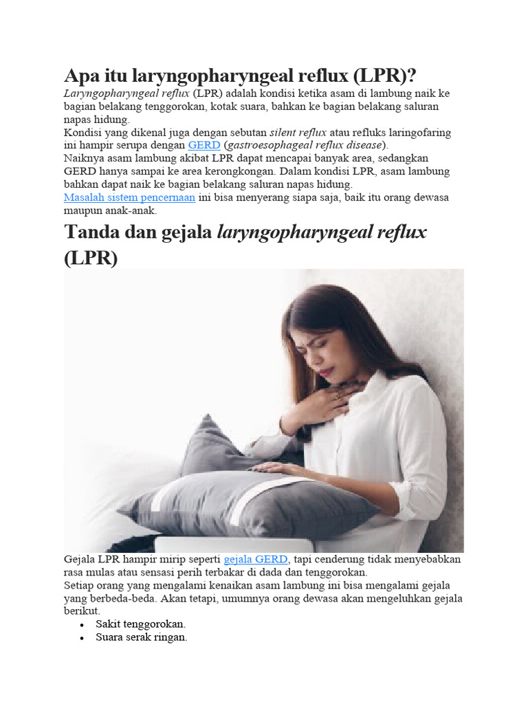 Apa Itu Laryngopharyngeal Reflux (LPR) ? | PDF | Kajian Bahasa Asing | Kesehatan Holistik