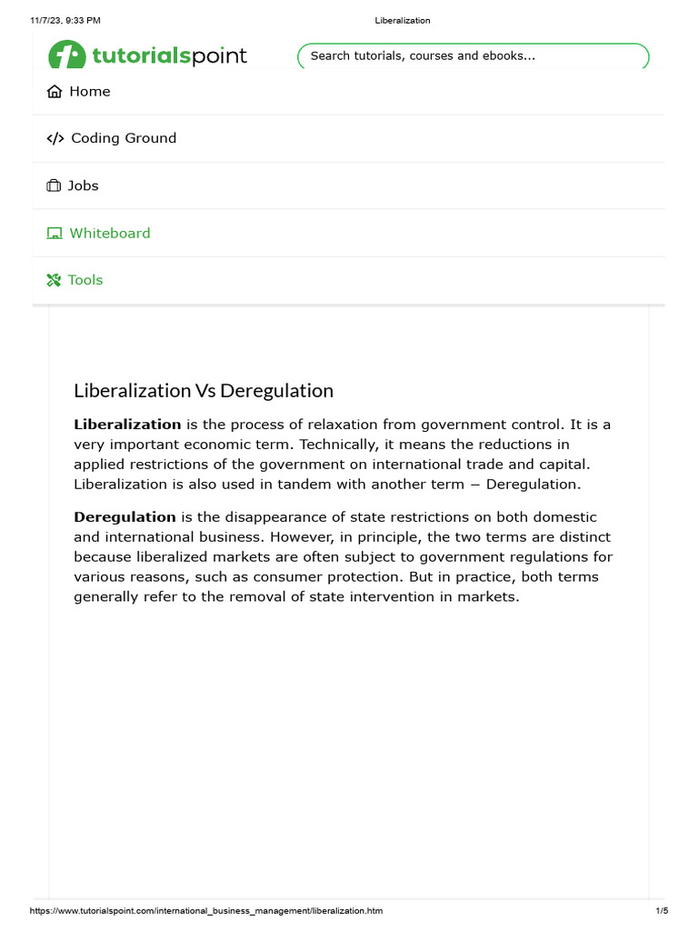 Liberalization Pdf Globalization Deregulation