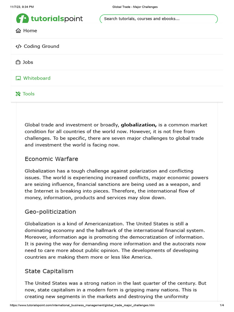 Global Trade - Major Challenges | PDF | Globalization | Capitalism