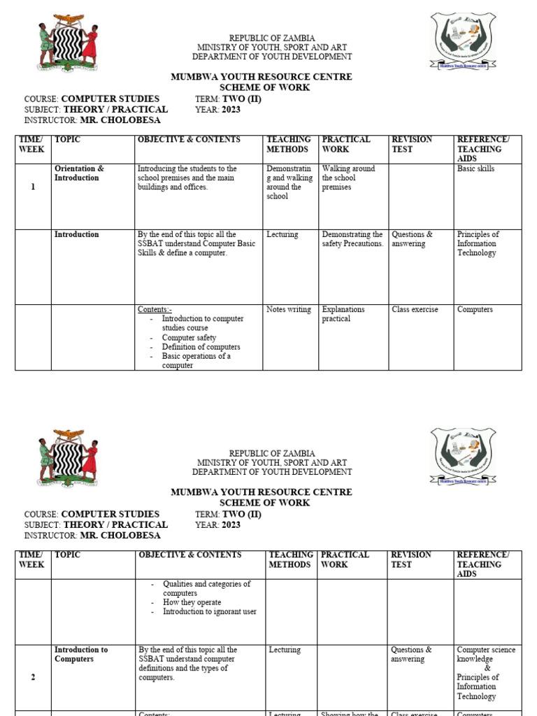 Scheme of Work | PDF | Computer Data Storage | Microsoft Excel