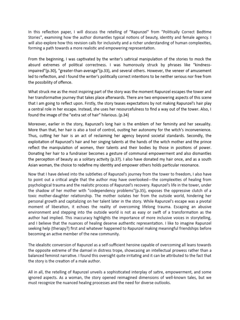 28974-Reflection Paper I (GHANIA) | PDF | Rapunzel