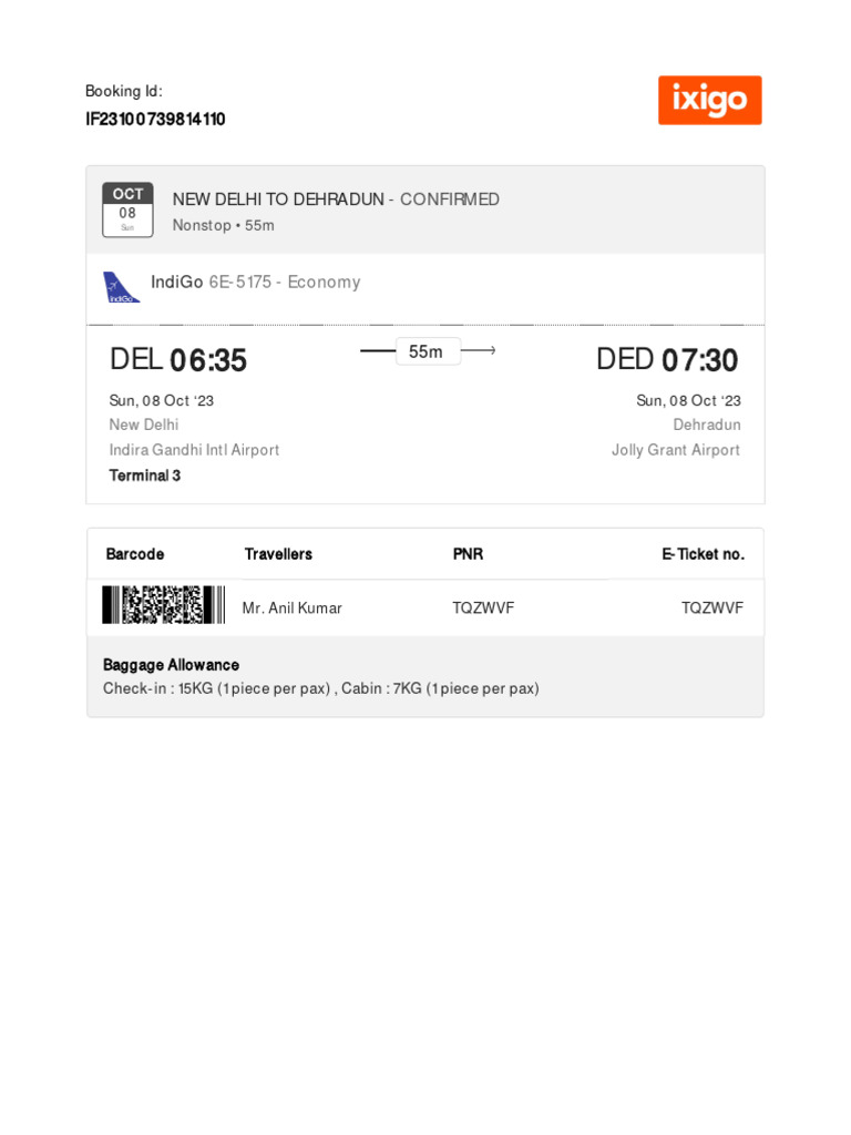 DEL 06:35 DED 07:30: New Delhi To Dehradun | PDF | Aviation | Transport