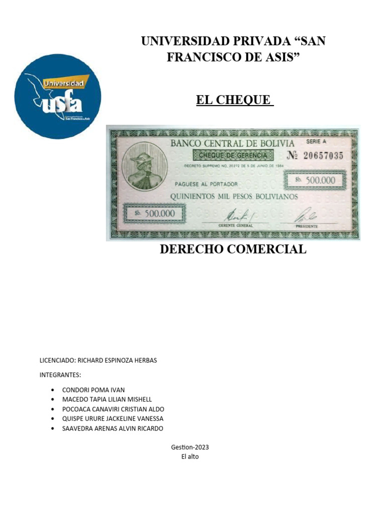 El Cheque (1) Presentar | PDF | Cheque | Pagos