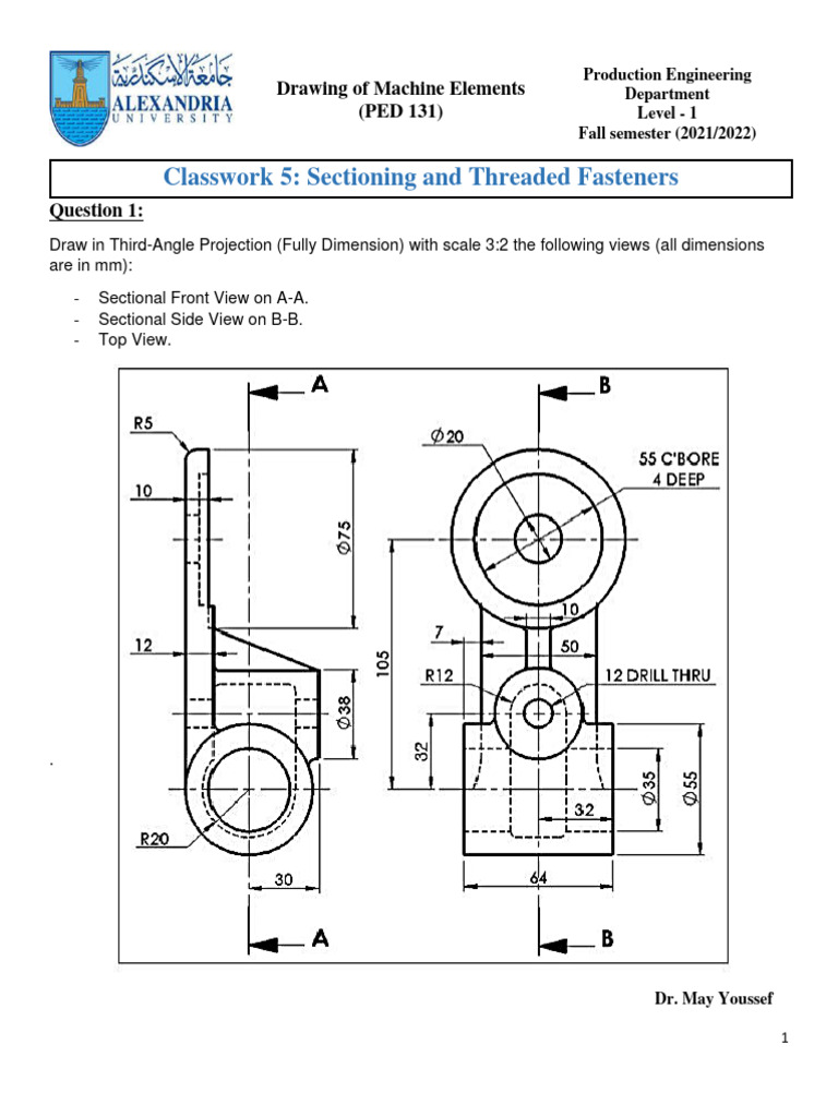 Engineering Drawing Assignment | PDF